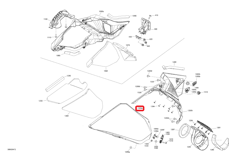 517307266 Панель боковая левая красная Ski-Doo (517306648)