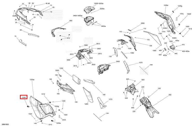 517306312 Основание застежки панели нижняя левая G4 Ski-Doo LH HOOK