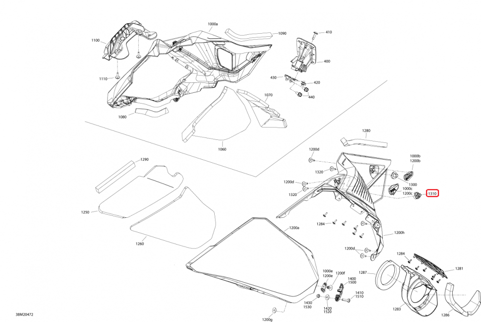 517305988 Основание защелки боковой панели G4 Ski-Doo