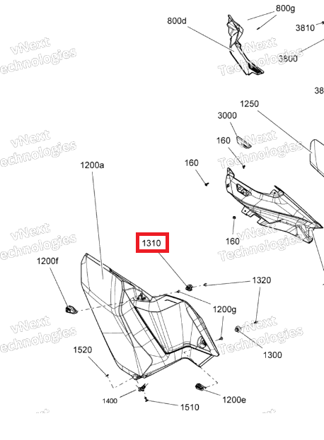 517305988 Основание защелки боковой панели G4 Ski-Doo